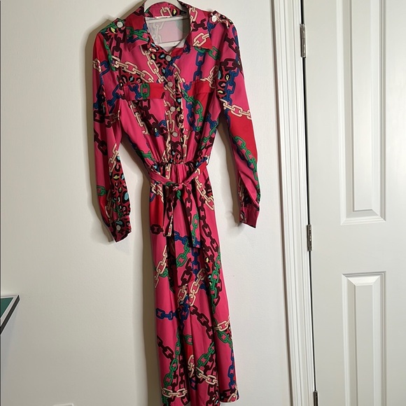 Sunday Up | Dresses | Elegant Pink And Green Midi Dress | Poshmark